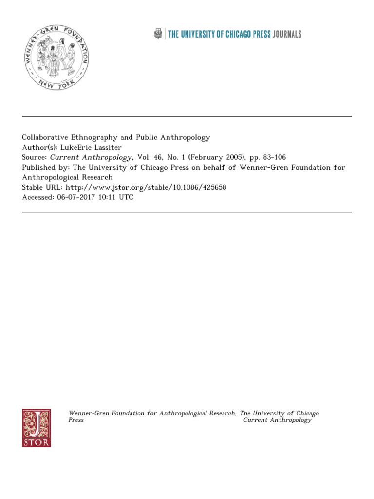 Collaborative Ethnography and Public Anthropology | PDF | Ethnography | Anthropology