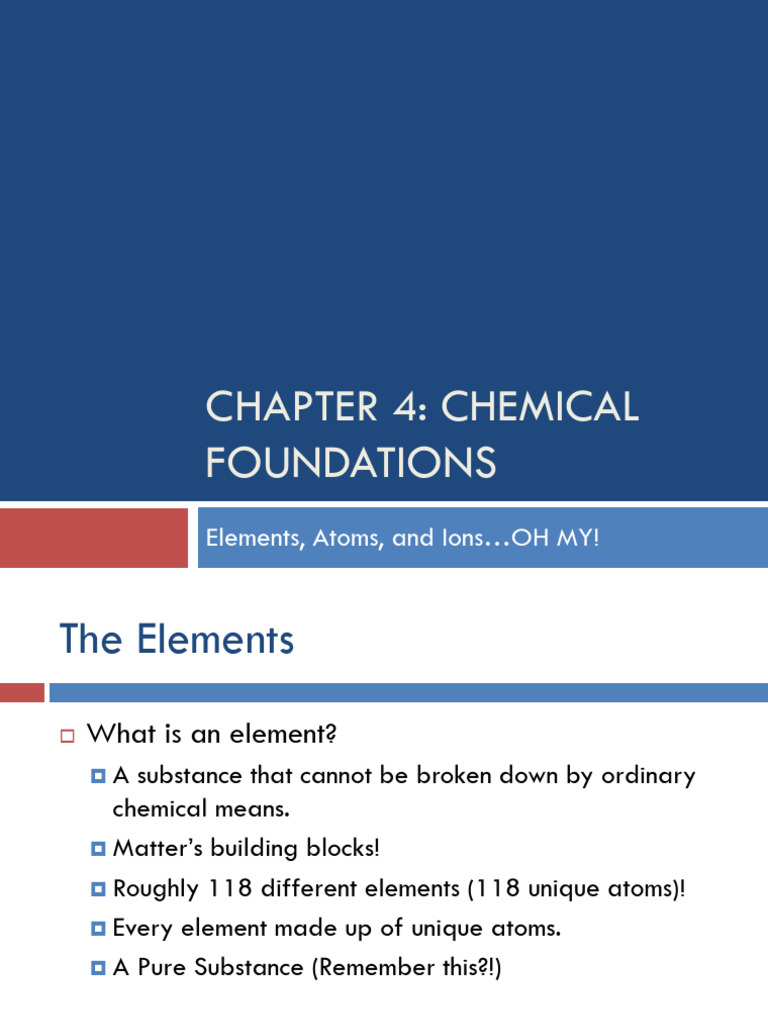 Chapter 4 - Elements, Atoms, and Ions | PDF | Ion | Atoms