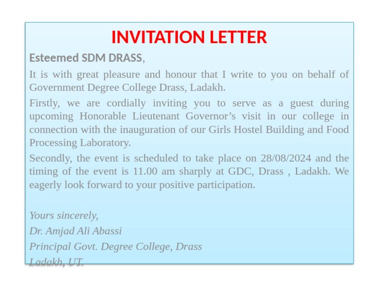 Invitation Letter | PDF