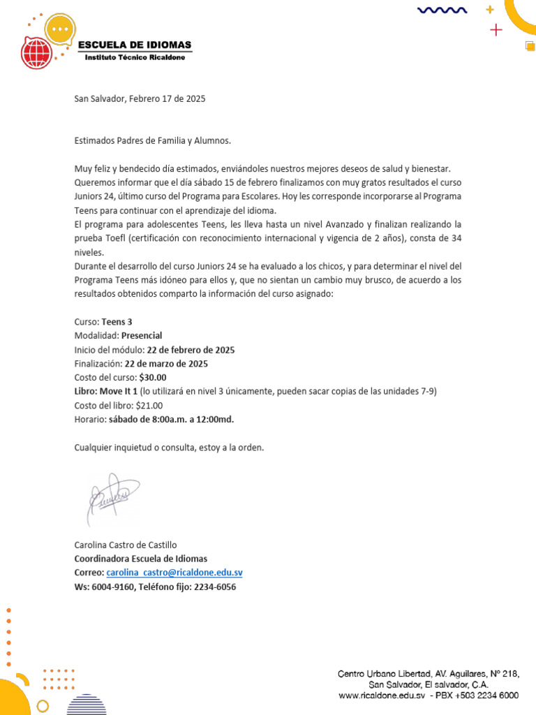 Inicio Programa Teens 2025: Curso y Detalles | PDF