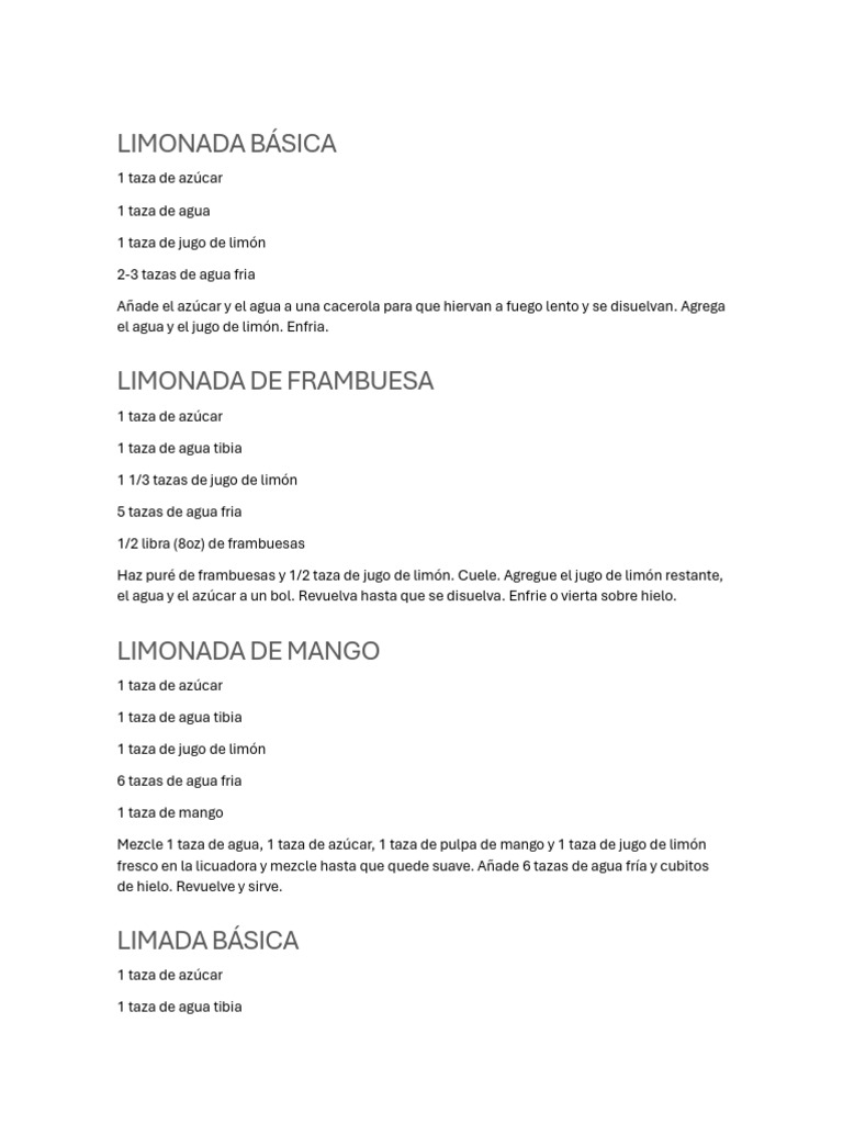 Recetas Limonadas | PDF