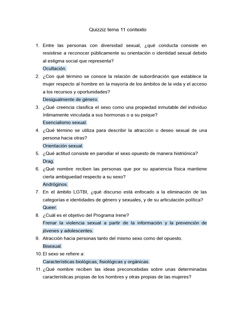 Quizziz tema 11 contexto | PDF