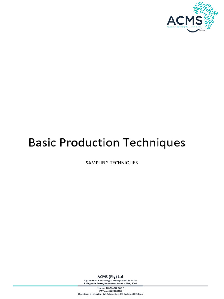 Aquaculture Sampling Techniques Guide | PDF