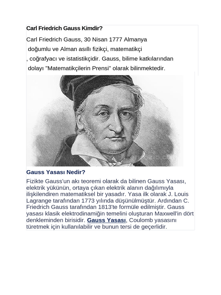 Carl Friedrich Gauss Kimdir | PDF