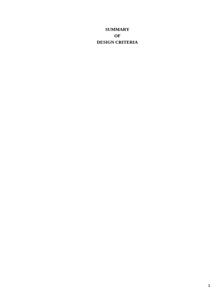 Water Consumption Design Criteria Summary | PDF