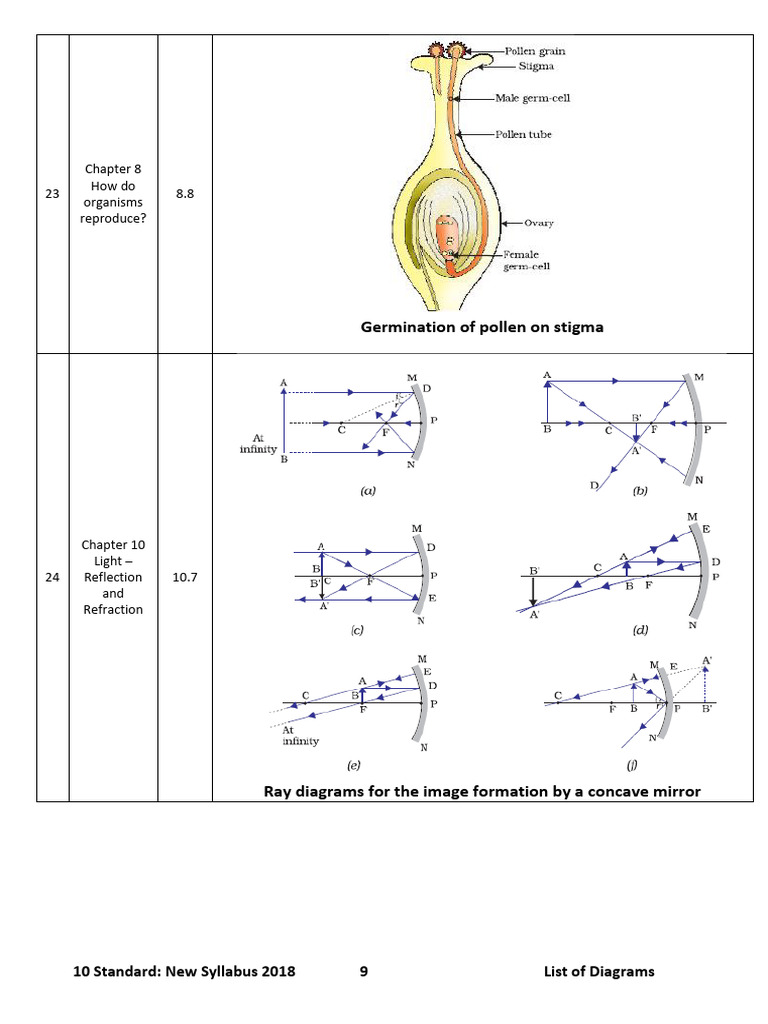 10 Science List of Diagrams KSEEB 2018 9 10 | PDF