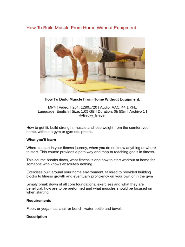 Build Muscle at Home Without Equipment | PDF | Physical Fitness ...