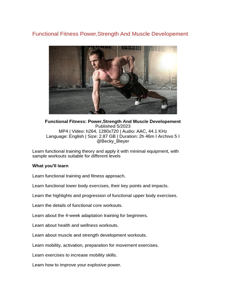 Functional Fitness Power, Strength and Muscle Developement | PDF ...