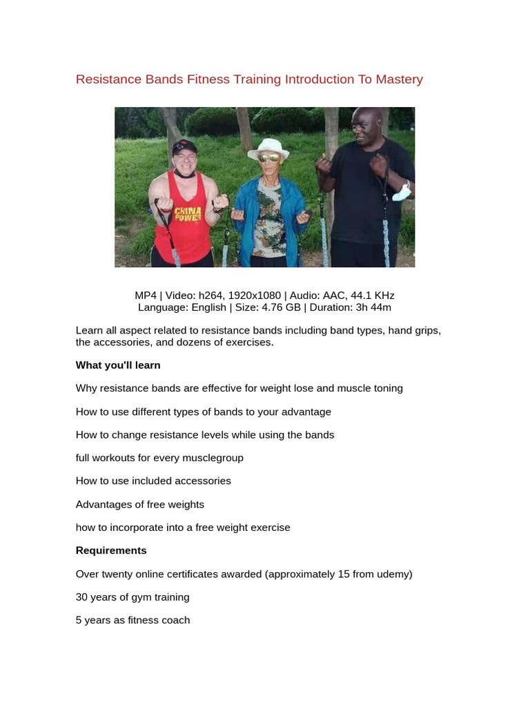 Resistance Bands Fitness Training Introduction To Mastery | PDF ...