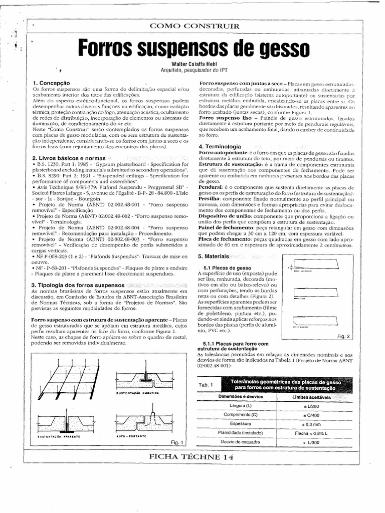 Ficha Téchne 14 - Forros de Gesso | PDF