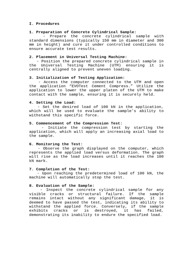 Concrete Compression Test Procedure | PDF | Concrete | Physical Sciences
