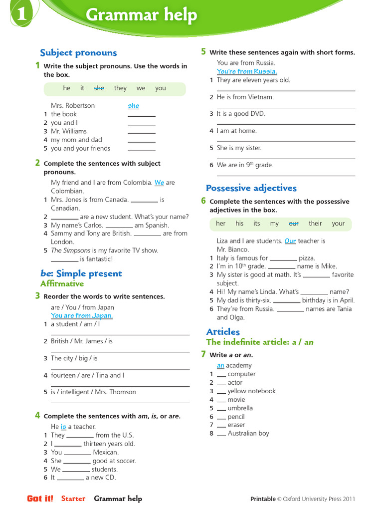 Grammar Help: Subject Pronouns & More | PDF | Adverb | Question