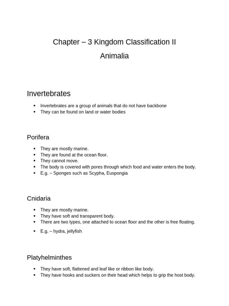 Kingdom Classification II | PDF | Invertebrate | Biology