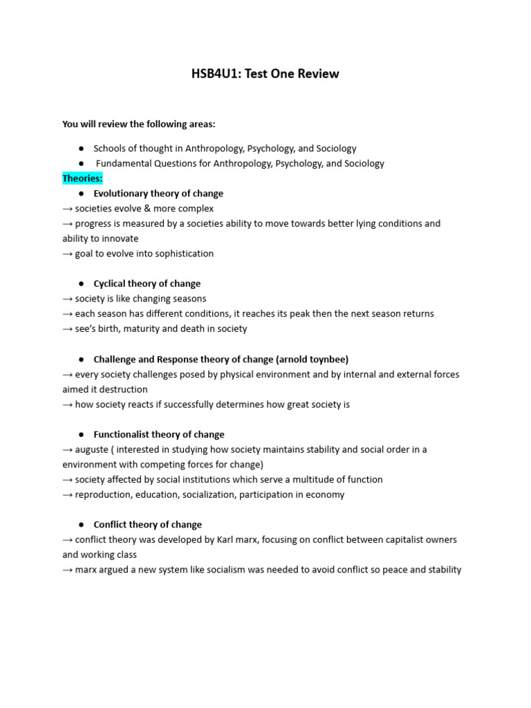 HSB4U1: Social Science Theories Review | PDF | Society | Social Sciences