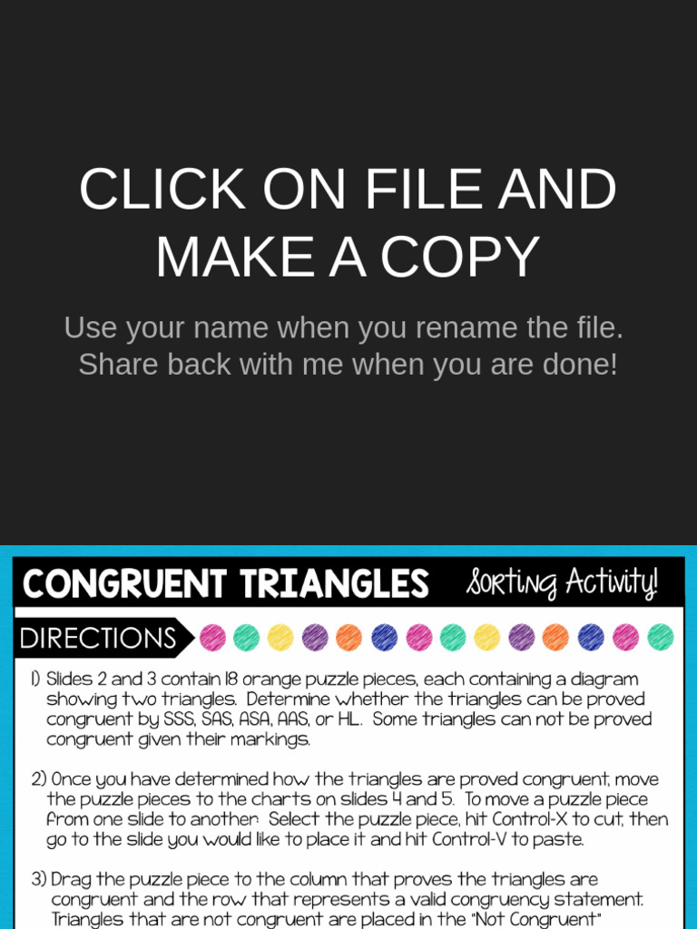 RJS' Copy of Congruent Triangles Sorting Activity | PDF