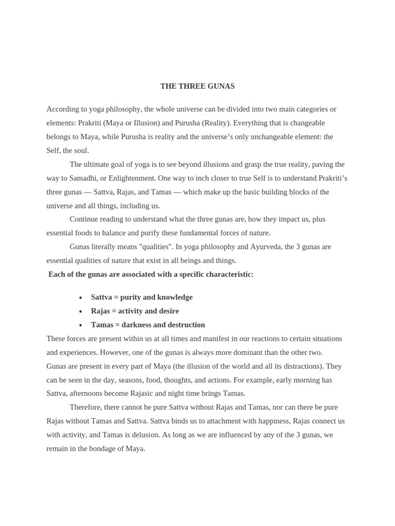 The Three Gunas | PDF | Indian Philosophy
