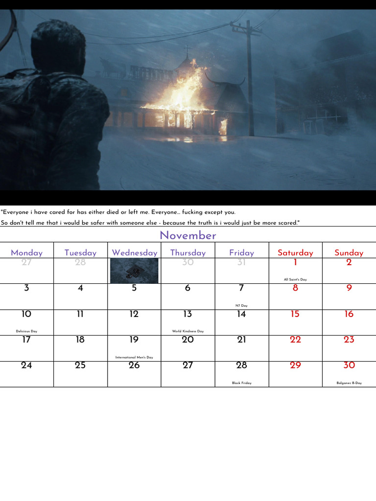 Emotional Reflection & November Calendar | PDF
