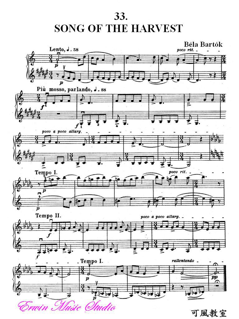 Bartok SONG OF THE HARVEST | PDF