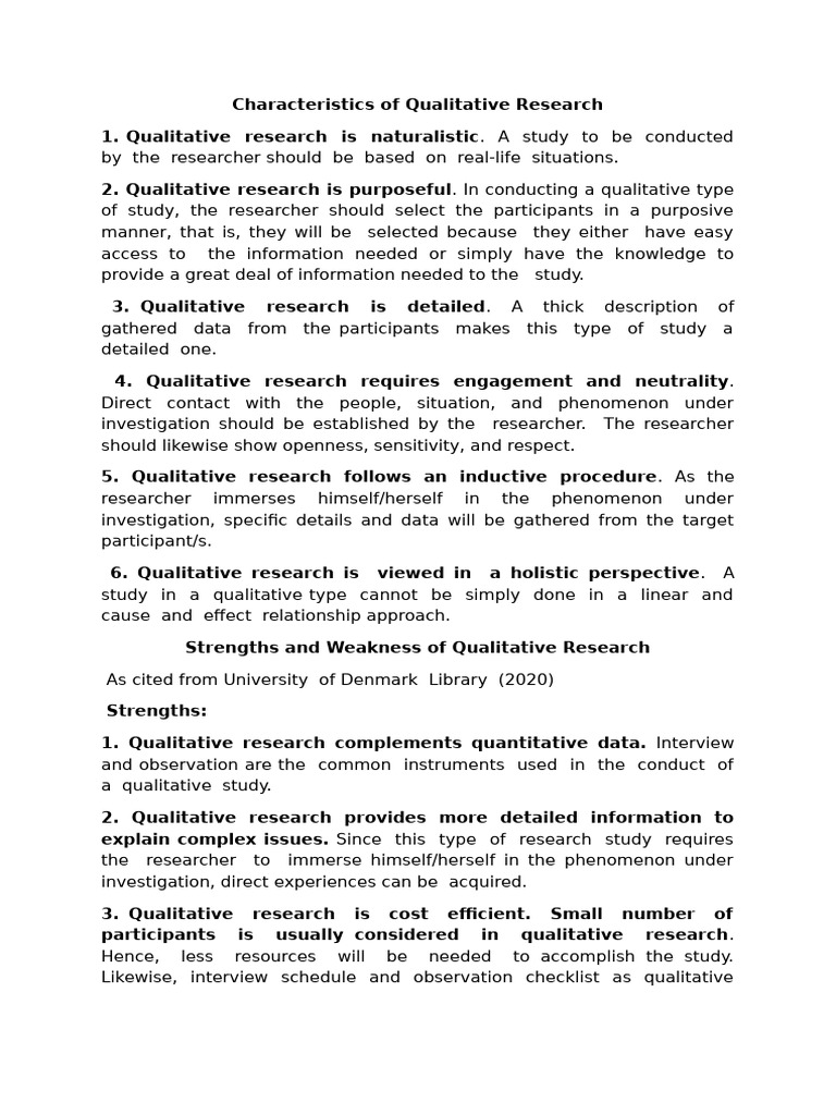Characteristics Strengths Weaknesses Kinds of Qualitative Research - 043536 | PDF | Qualitative ...