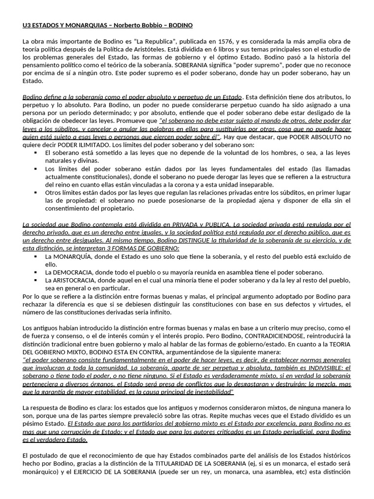 Soberanía y formas de gobierno en Bodino | PDF | Soberanía | Gobierno