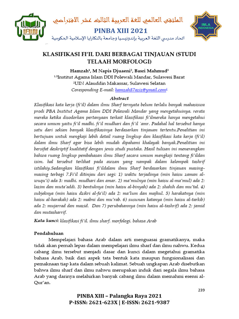 Klasifikasi Fi'il Dalam Ilmu Sharaf | PDF