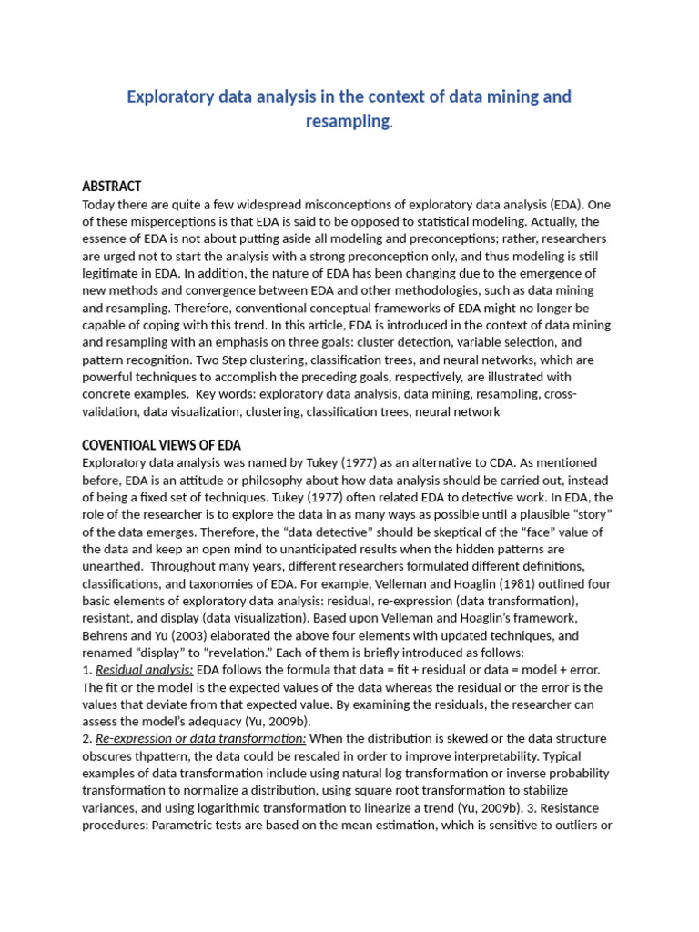 EDA in Data Mining & Resampling | PDF | Cluster Analysis | Akaike Information Criterion