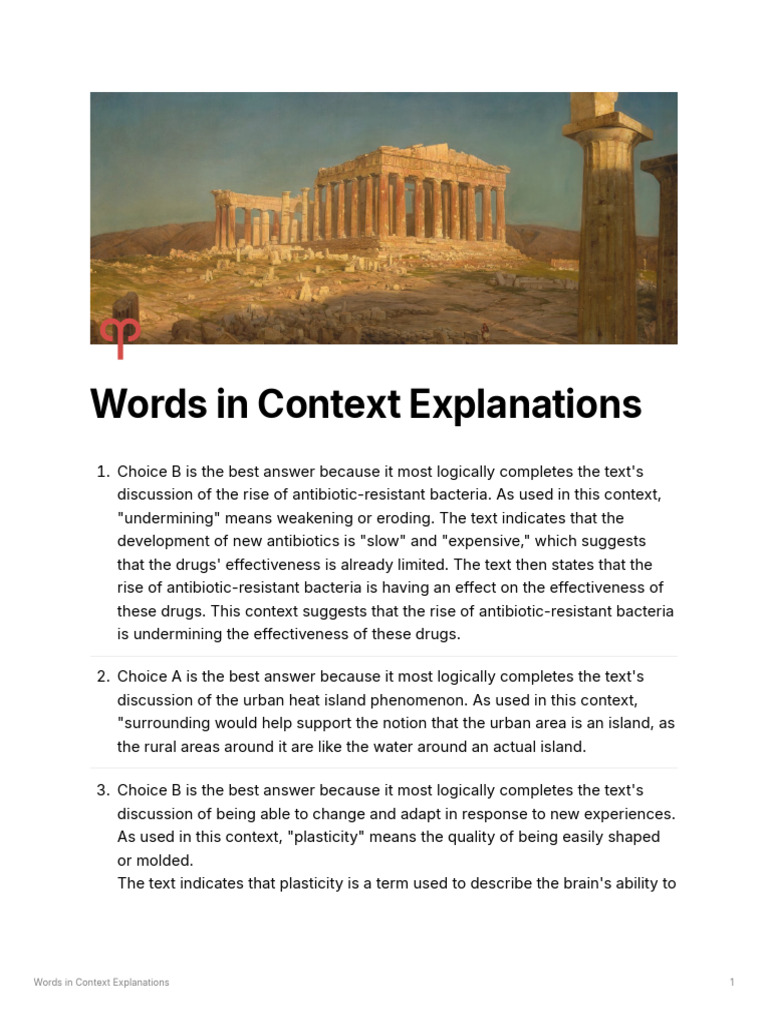Words in Context Explanations | PDF | Antimicrobial Resistance | Bacteria