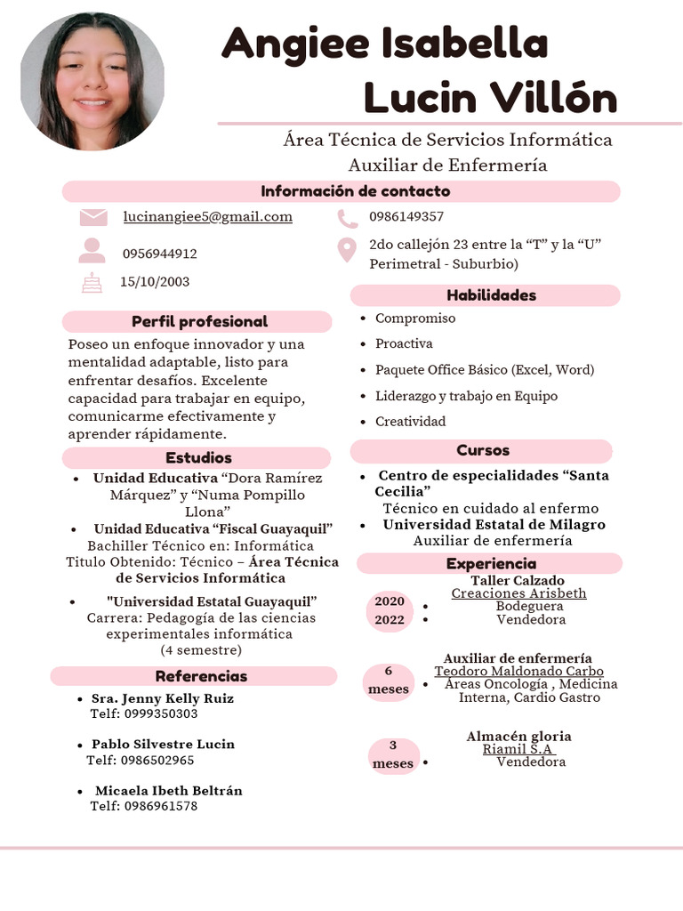 Hoja Vida Angiee Isabella Lucin V. | PDF