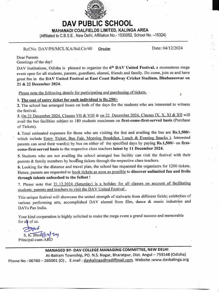 Festival Invite for DAV Families | PDF | Bus Transport | Public Transport