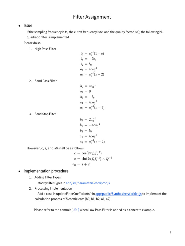 Bi-Quadratic Filter Implementation Guide | PDF