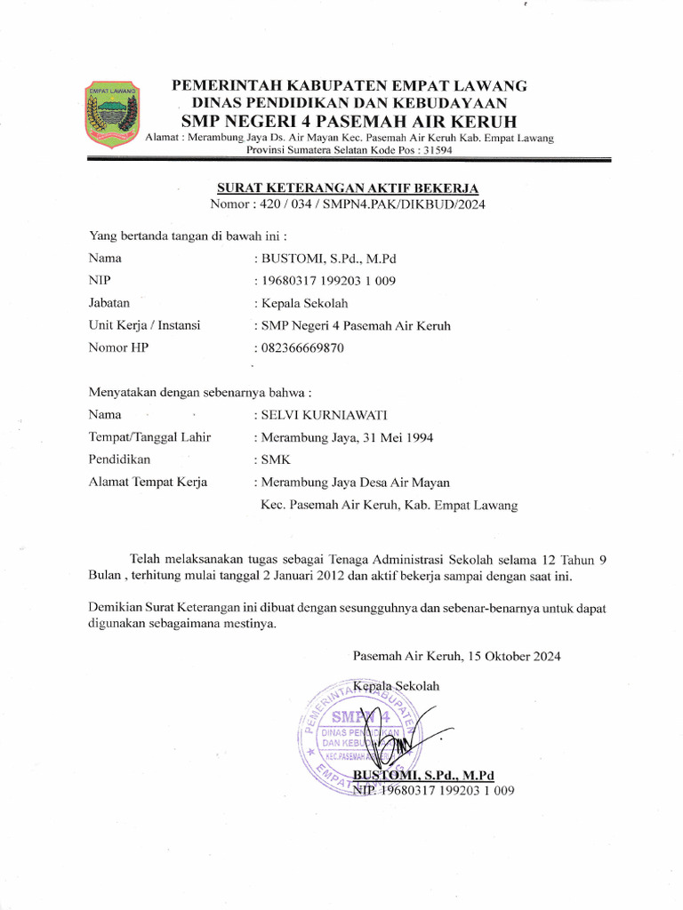 aktif bekerja selvi | PDF