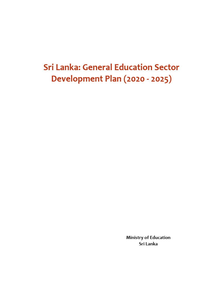 Sri Lanka Education Sector Plan 2020-2025 | PDF | Policy | Sri Lanka