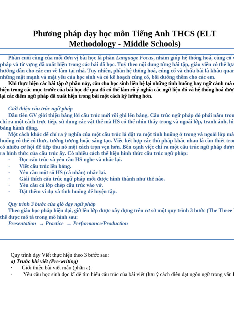 Phuong phap day hoc mon Tieng Anh THCS | PDF