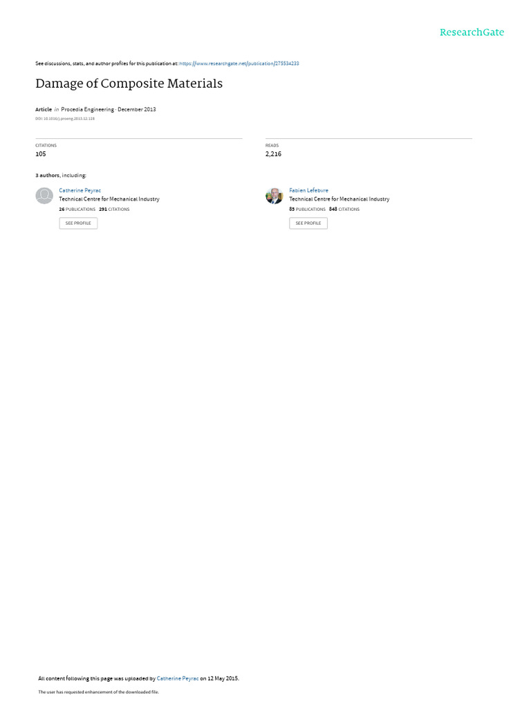 Damage of Composite Materials | PDF | Fatigue (Material) | Composite ...