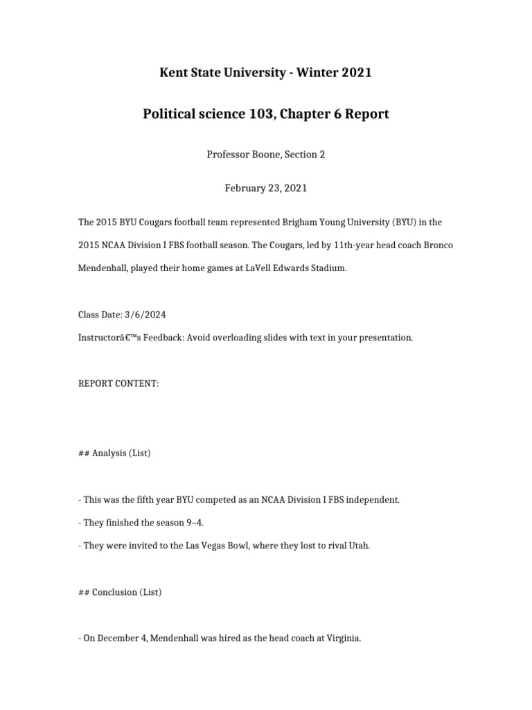 Political Science 103 Chapter 6 Report | PDF | Ncaa Division I Fbs ...
