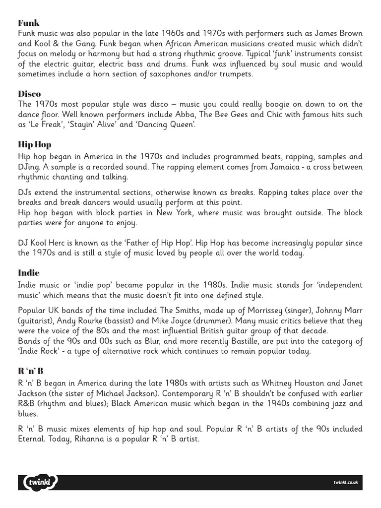 Music Styles Comprehension Pages 2 | PDF