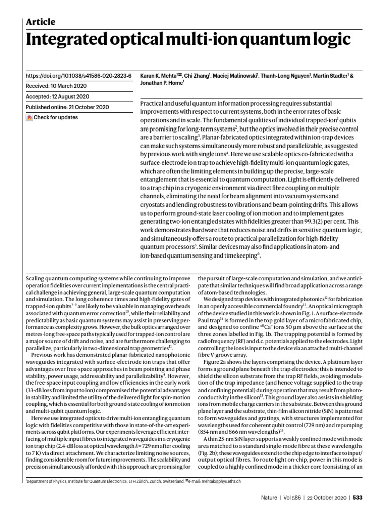 Integrated_Quantum_ION_Trapped | PDF | Quantum Computing | Applied And Interdisciplinary Physics