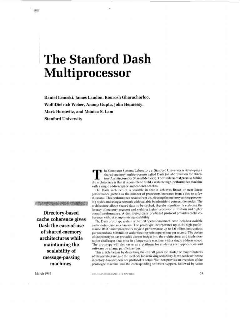 DASH Stanford Paper | PDF | Cpu Cache | Cache (Computing)