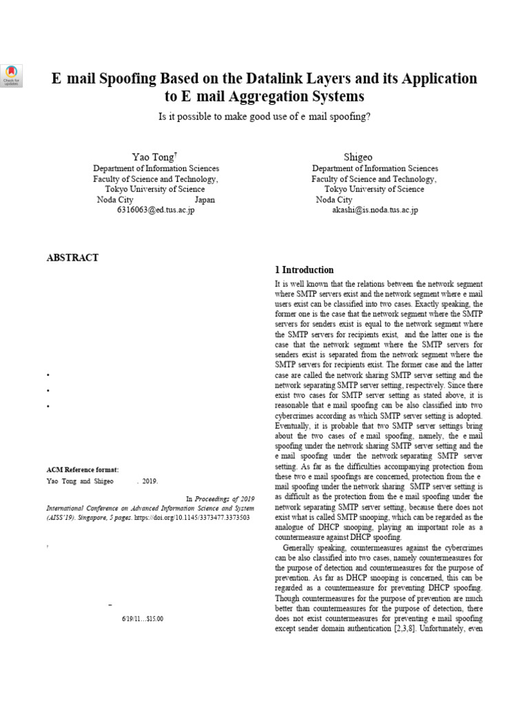 Email Spoofing On DLL ACM | PDF | Internet Protocol Suite | Computer ...