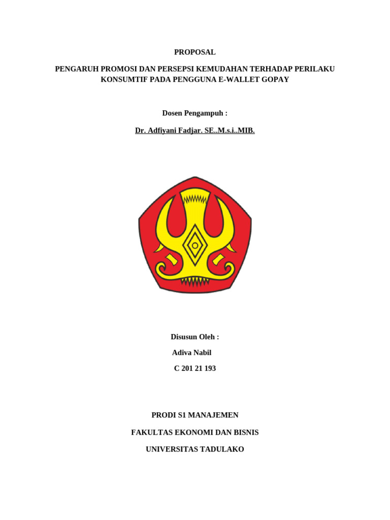 Adiva Nabil - C20121193 - Proposal Pengaruh Promosi Dan Persepsi Kemudahan Terhadap Perilaku ...