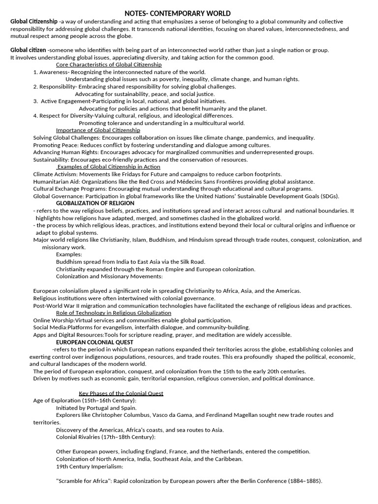 Understanding Global Citizenship and Colonialism | PDF | Cold War ...