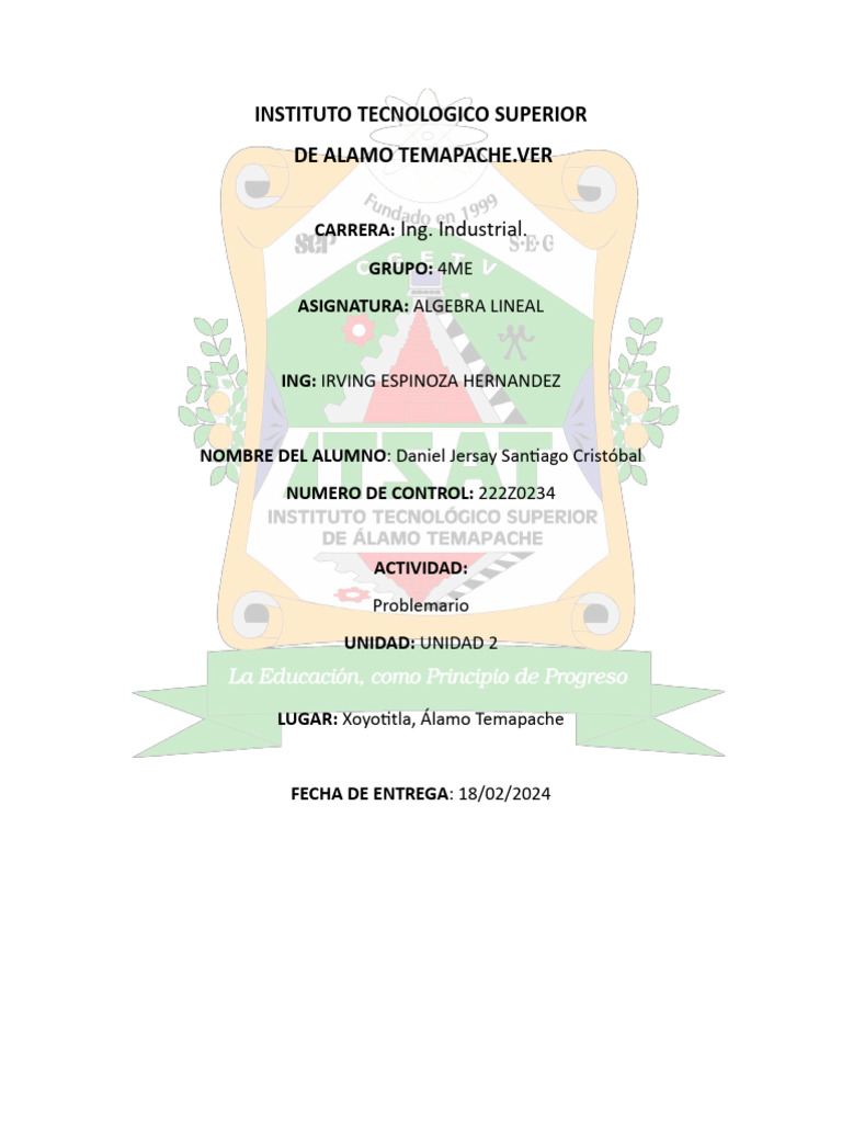 Problemario U2 - 064348 | PDF