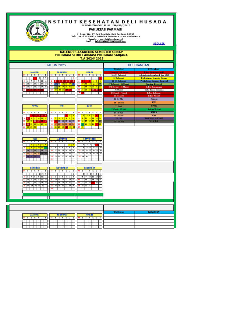 Kalender Akademik Genap Ta 2024-2025 | PDF