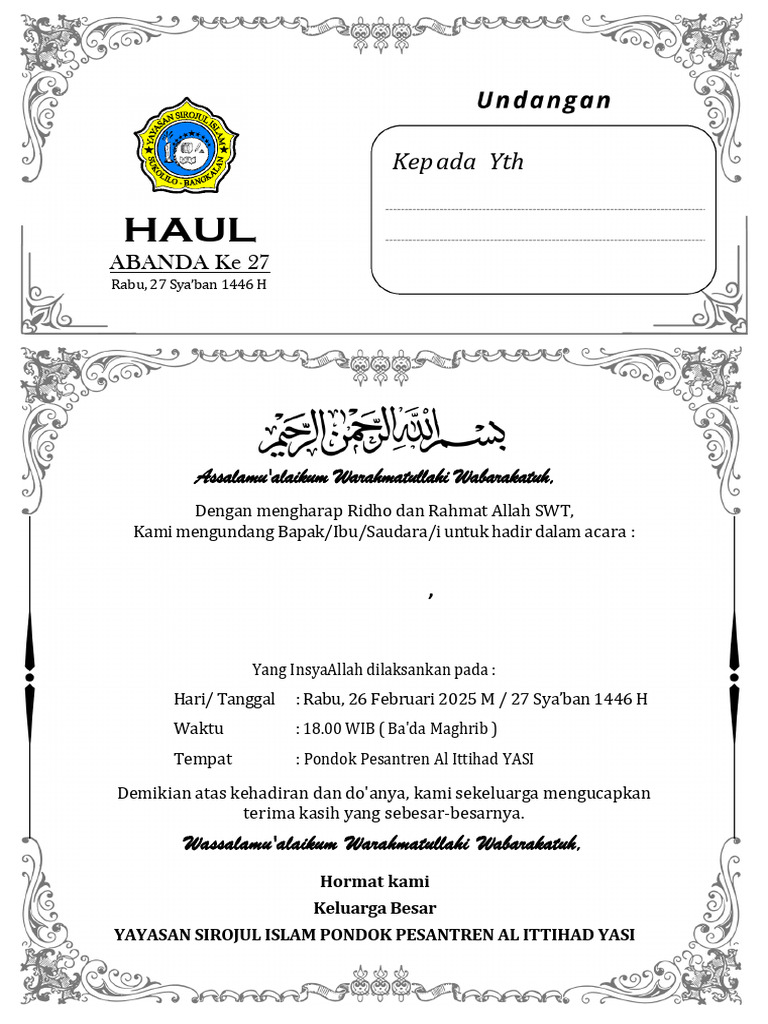 Undangan HAUL ABANDA | PDF