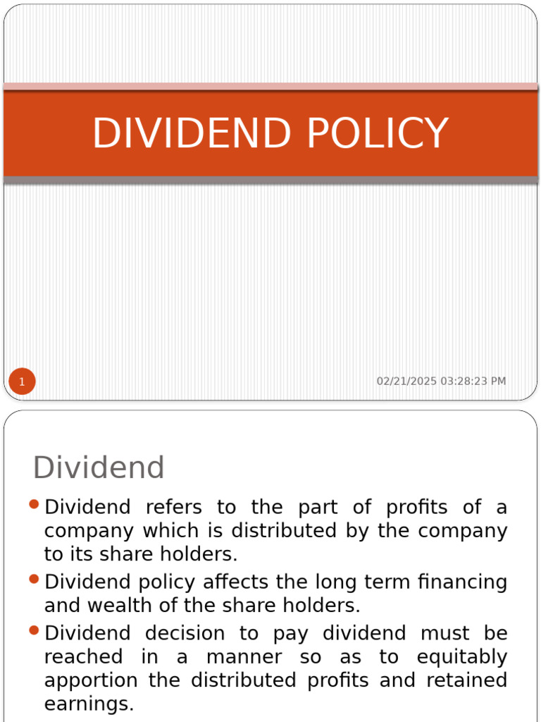 Dividend Policy | PDF | Dividend | Financial Economics