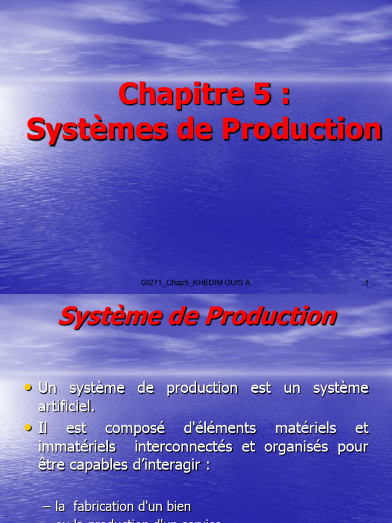 Systèmes de Production et Ressources | PDF | Secteur secondaire de l ...