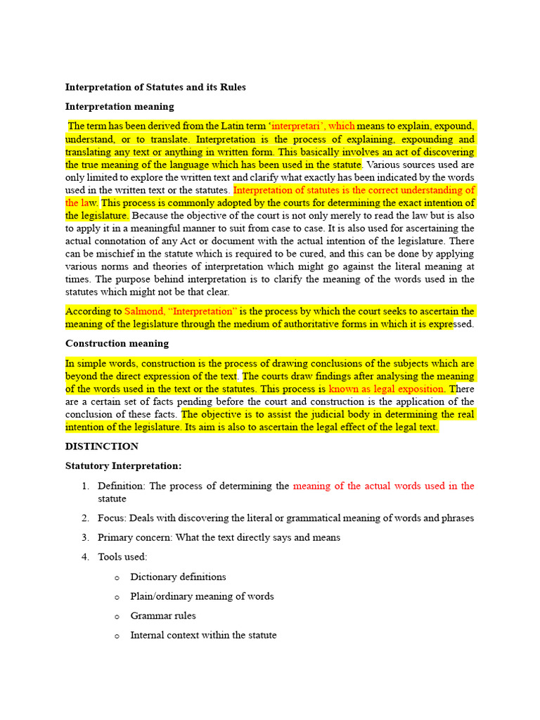 Rules of Interpretation | PDF | Statutory Interpretation | Plain ...