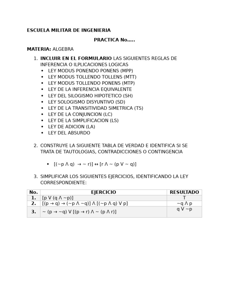 Reglas de Inferencia en Álgebra | PDF