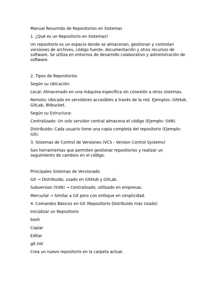 Manual de Repositorios en Sistemas | PDF