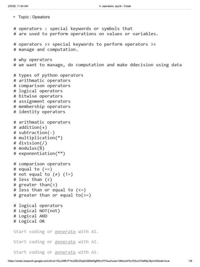 Python Operators Guide | PDF | Computer Programming | Arithmetic
